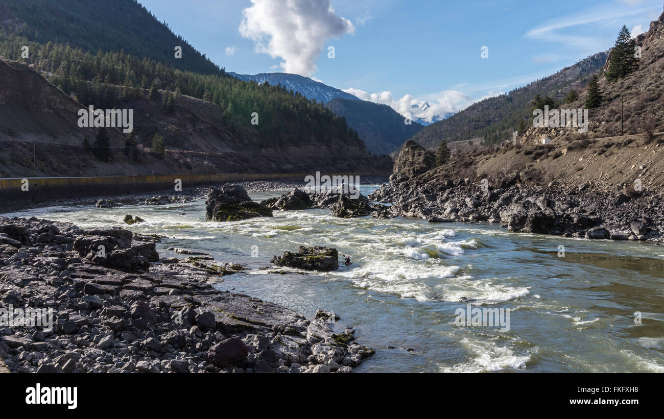 Whitewater rapids in the Fraser River as it flows through the Fraser ...