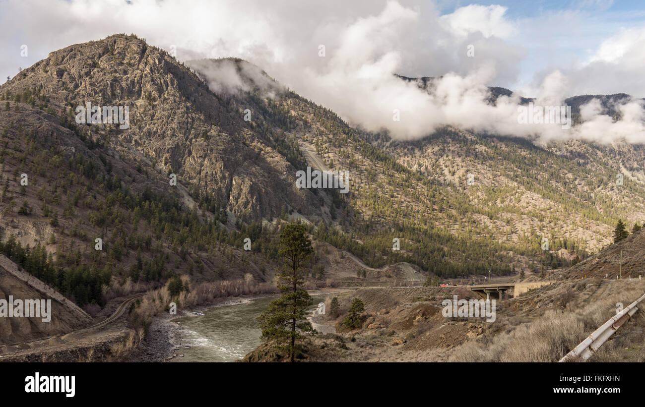 The Mighty Fraser River as it flows through the Fraser Canyon westward ...