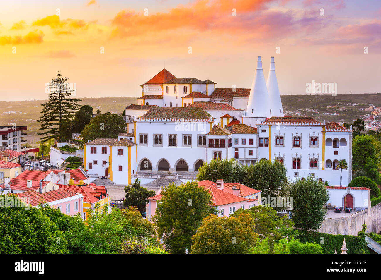 Sintra, Portugal old city at Sintra National Palace Stock Photo - Alamy