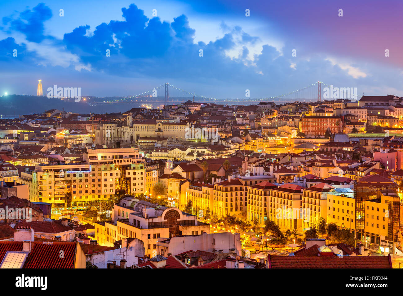 Lisbon, Portugal skyline at sunset Stock Photo - Alamy