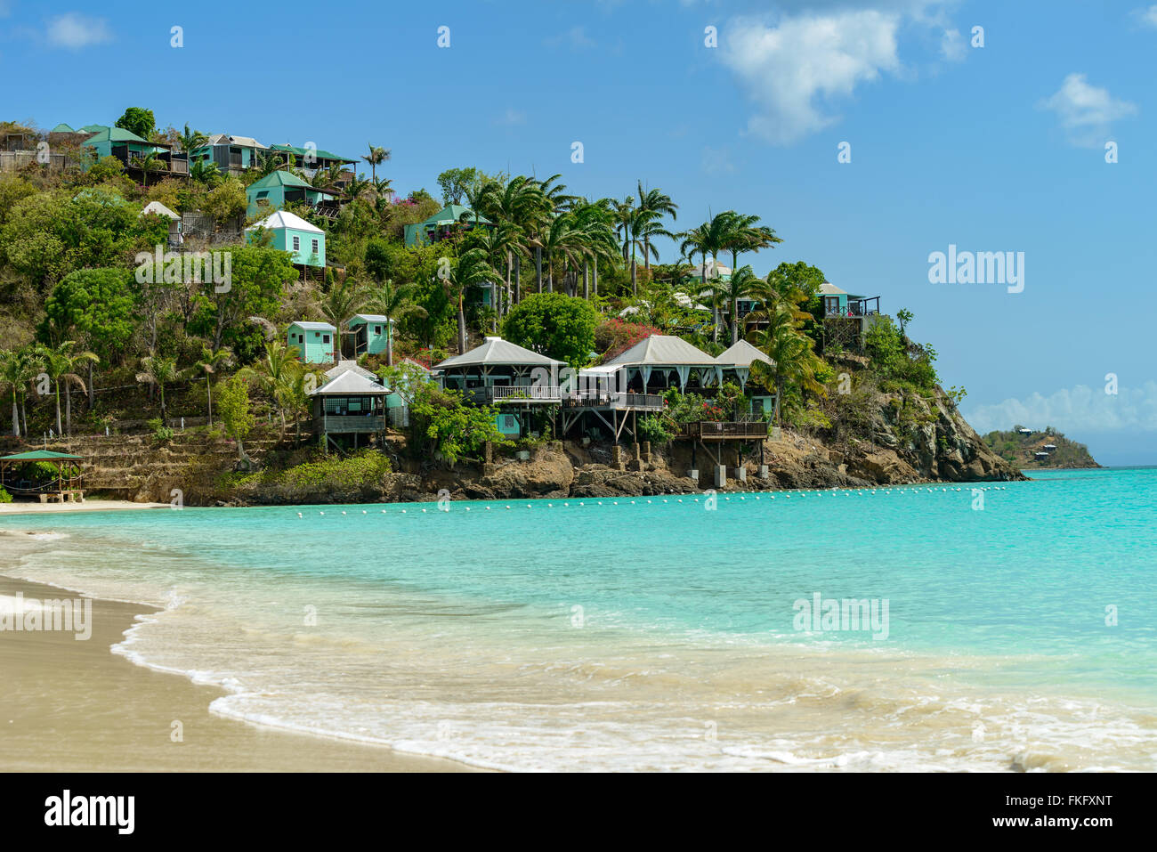 Tropical beach at Antigua island in Caribbean with white sand ...