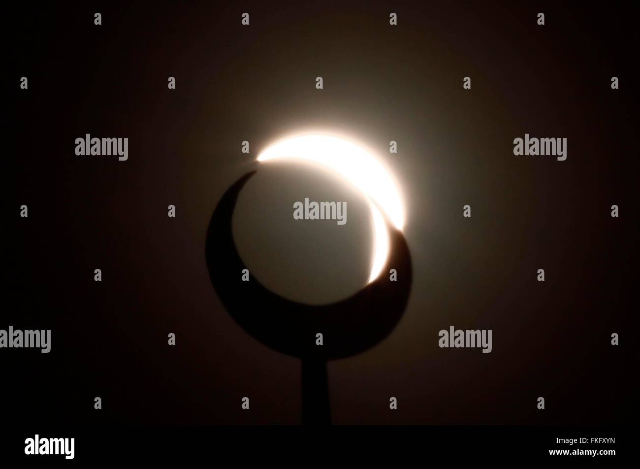 Jakarta, Indonesia. 09th Mar, 2016. A view of the partial solar eclipse ...