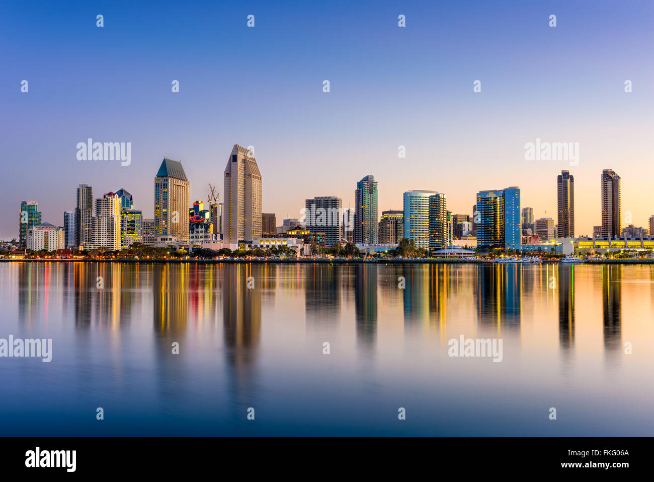 San Diego, California, USA downtown skyline at the Embarcadero Stock ...