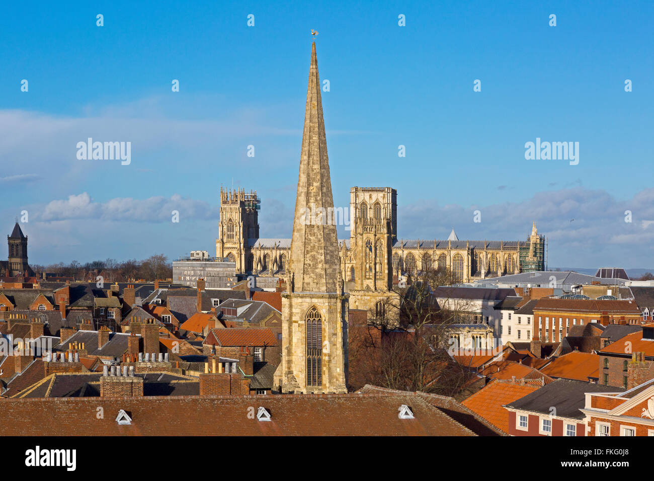 View over the rooftops from York Castle, looking towards York Minster ...