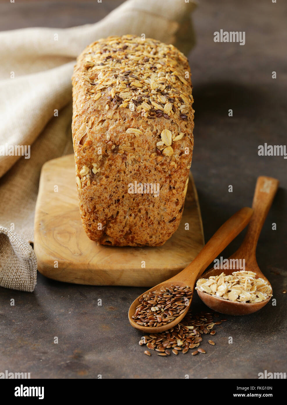 rye wholemeal bread with flax seed and oatmeal Stock Photo - Alamy