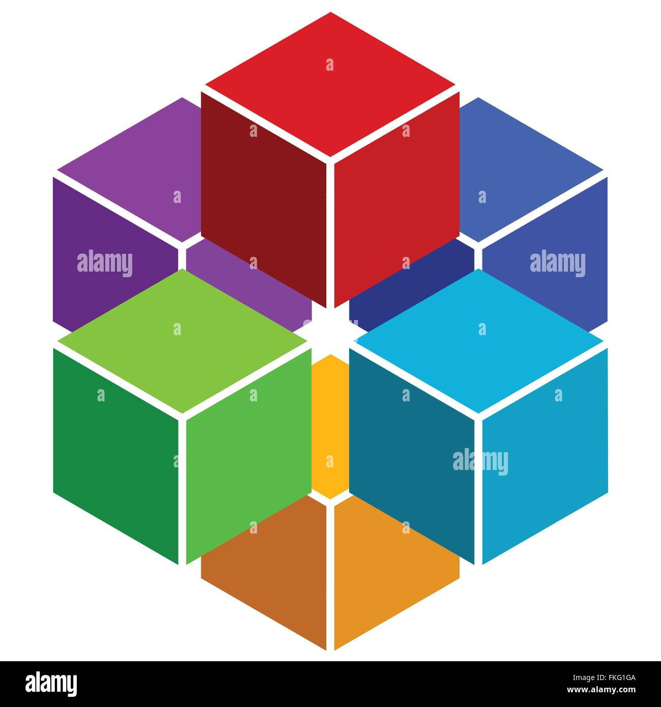 Cubes abstract 3d, multicolor element on white Stock Vector Image & Art ...