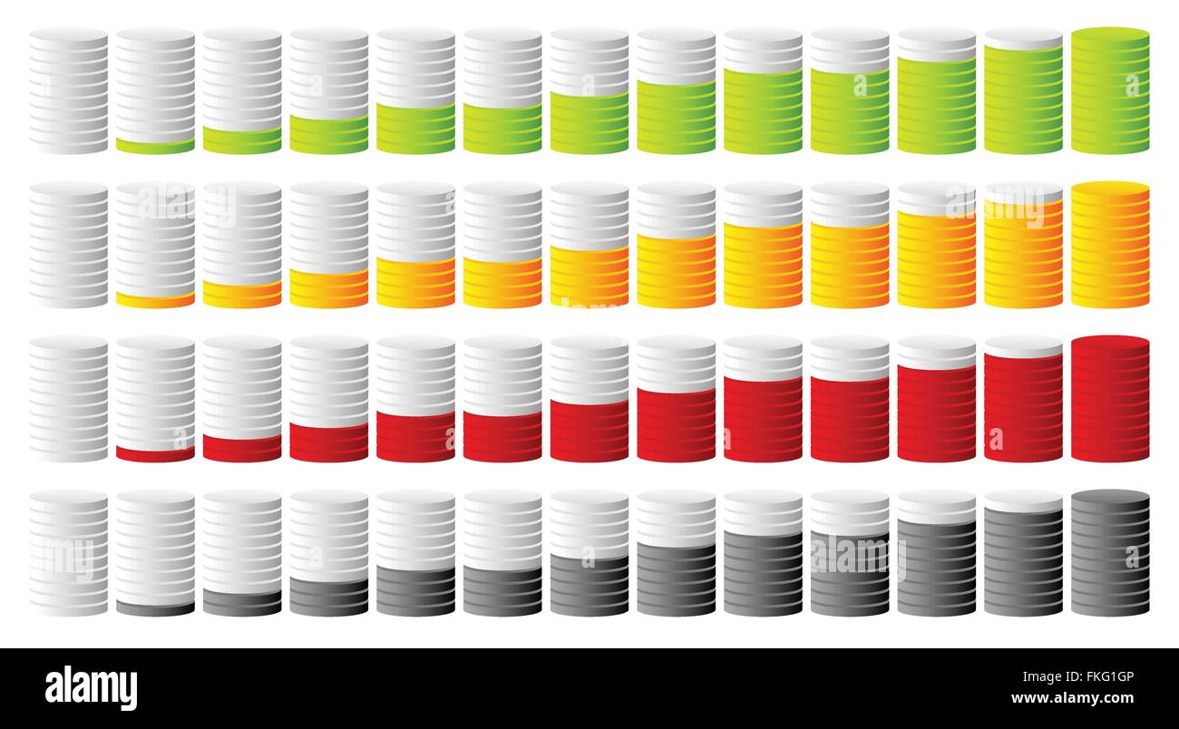 3d cylindrical progress, step indicators in more colors Stock Vector ...