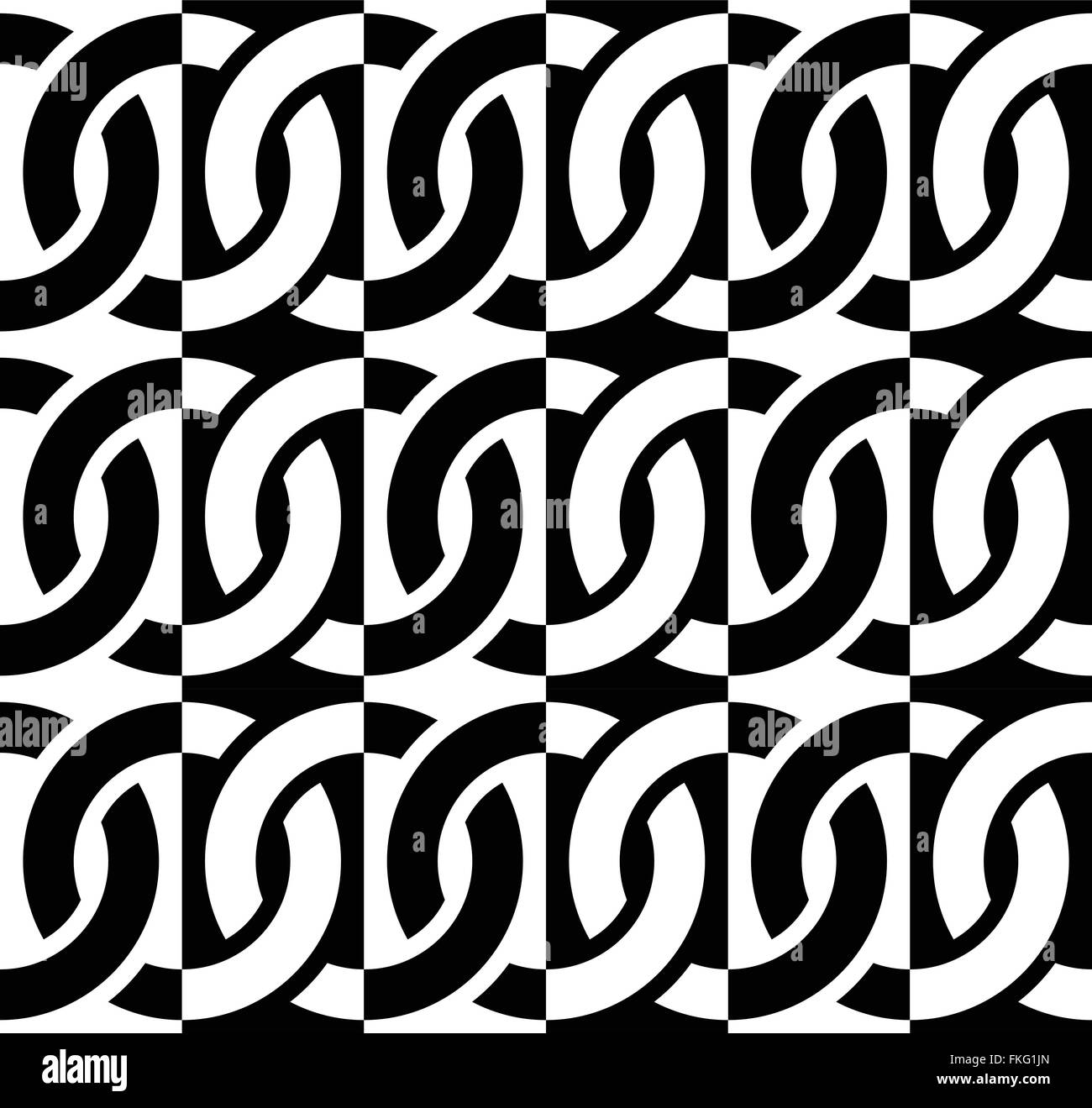 Contour Of Interlocking Circles Rings Seamless Monochrome Pattern