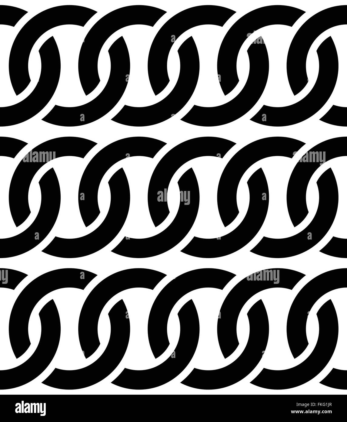 Contour Of Interlocking Circles Rings Seamless Monochrome Pattern