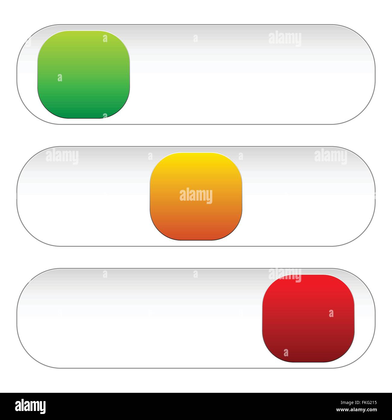 Horizontal power button sliders in 3 states without icons Stock Vector ...