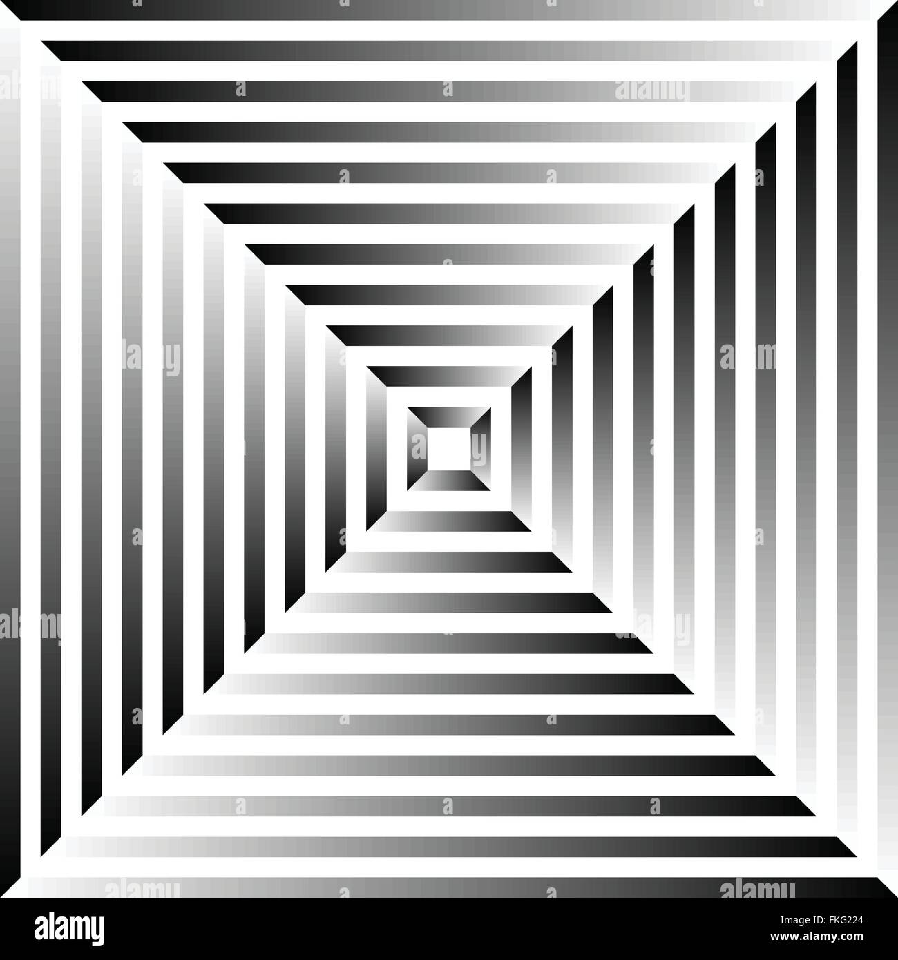 Grayscale abstract pattern, background with radiating squares Stock ...