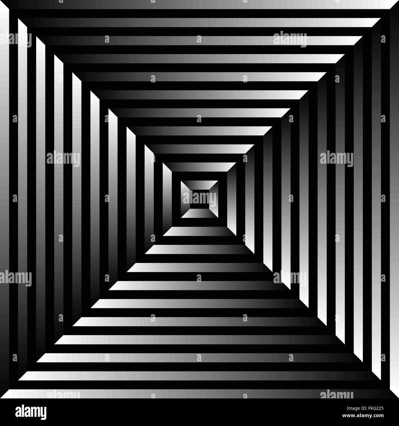 Grayscale abstract pattern, background with radiating squares Stock ...