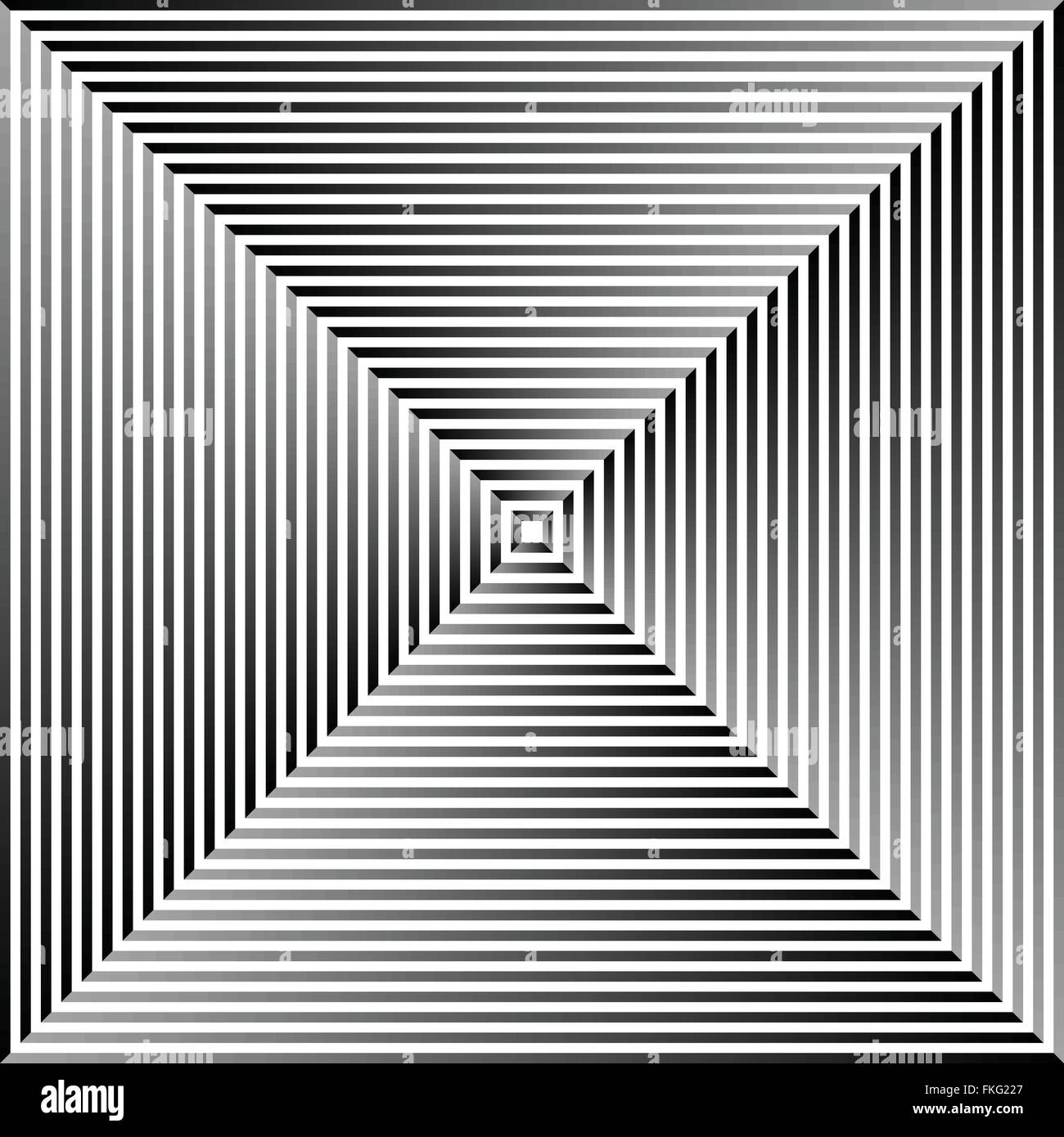 Grayscale abstract pattern, background with radiating squares Stock ...