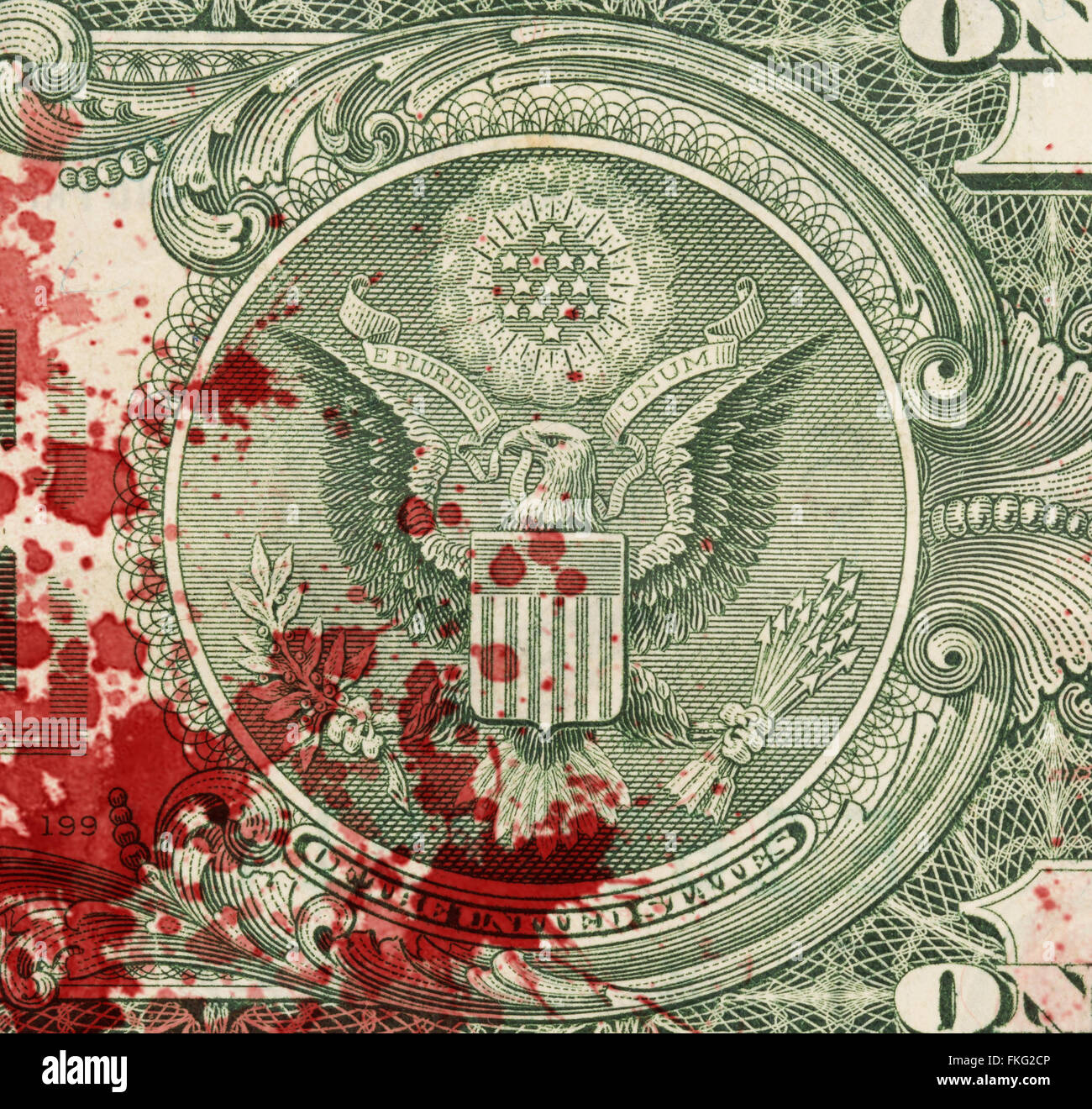 US one Dollar bill, close up photo, blood Stock Photo - Alamy