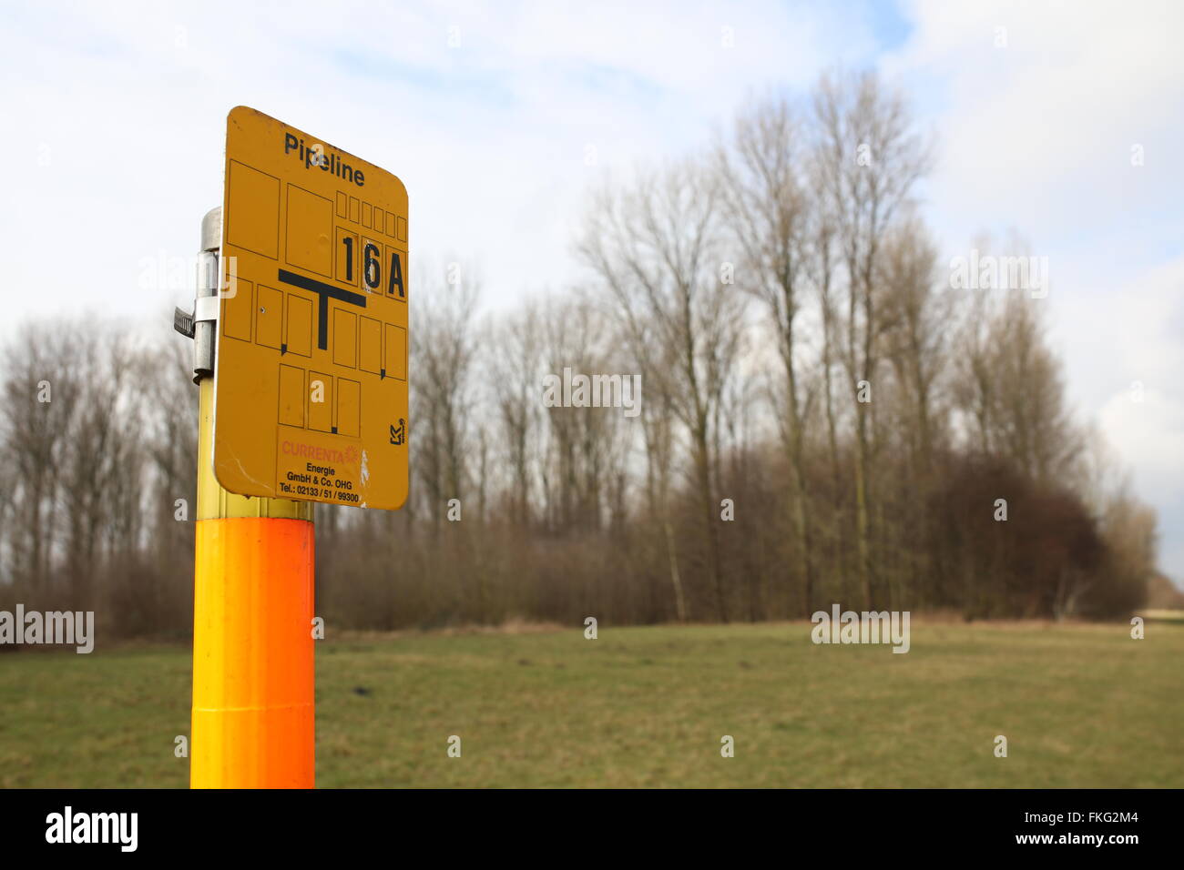 yellow gas pipeline sign, Germany Stock Photo - Alamy