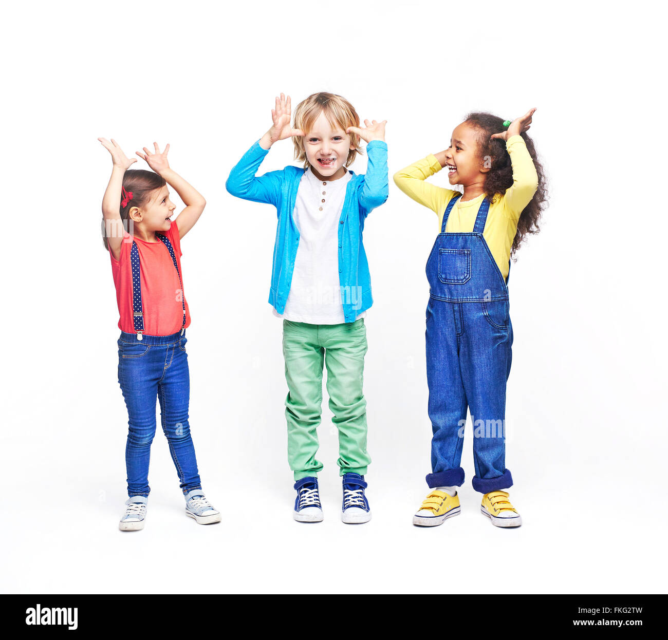 Portrait of children grimacing isolated on white background Stock Photo ...
