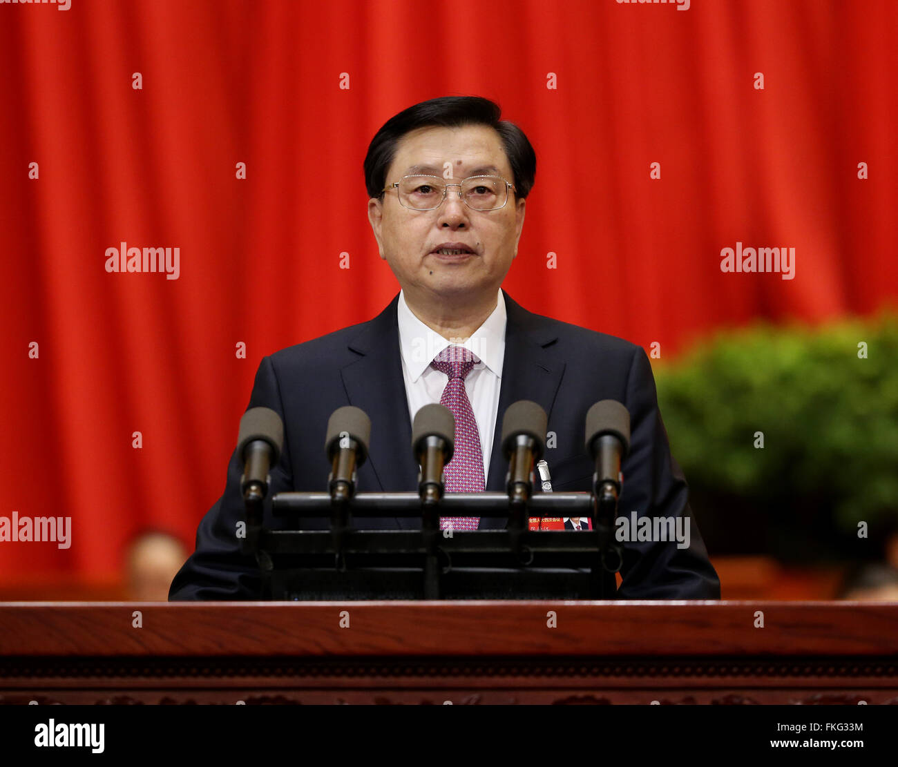 Beijing, China. 9th Mar, 2016. Zhang Dejiang, chairman of the Standing ...