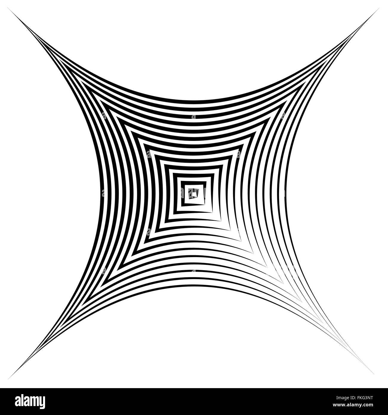 Abstract square element with deformation effect. Converging squares ...
