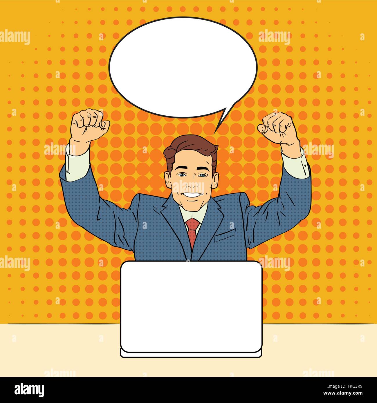 Cartoon character laptop victory Stock Vector Images - Alamy