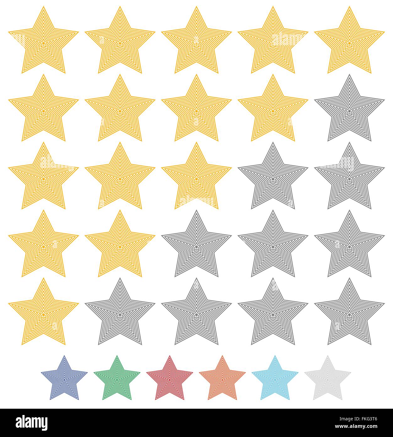 Star rating element with contour stars. 7 colors included Stock Vector ...