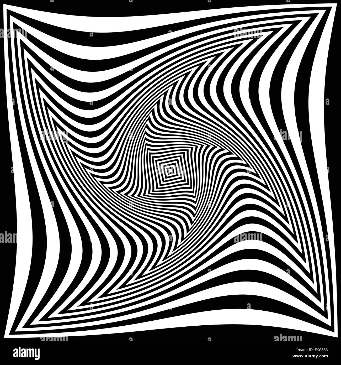 Squares with rotating distortion abstract monochrome vector graphic ...