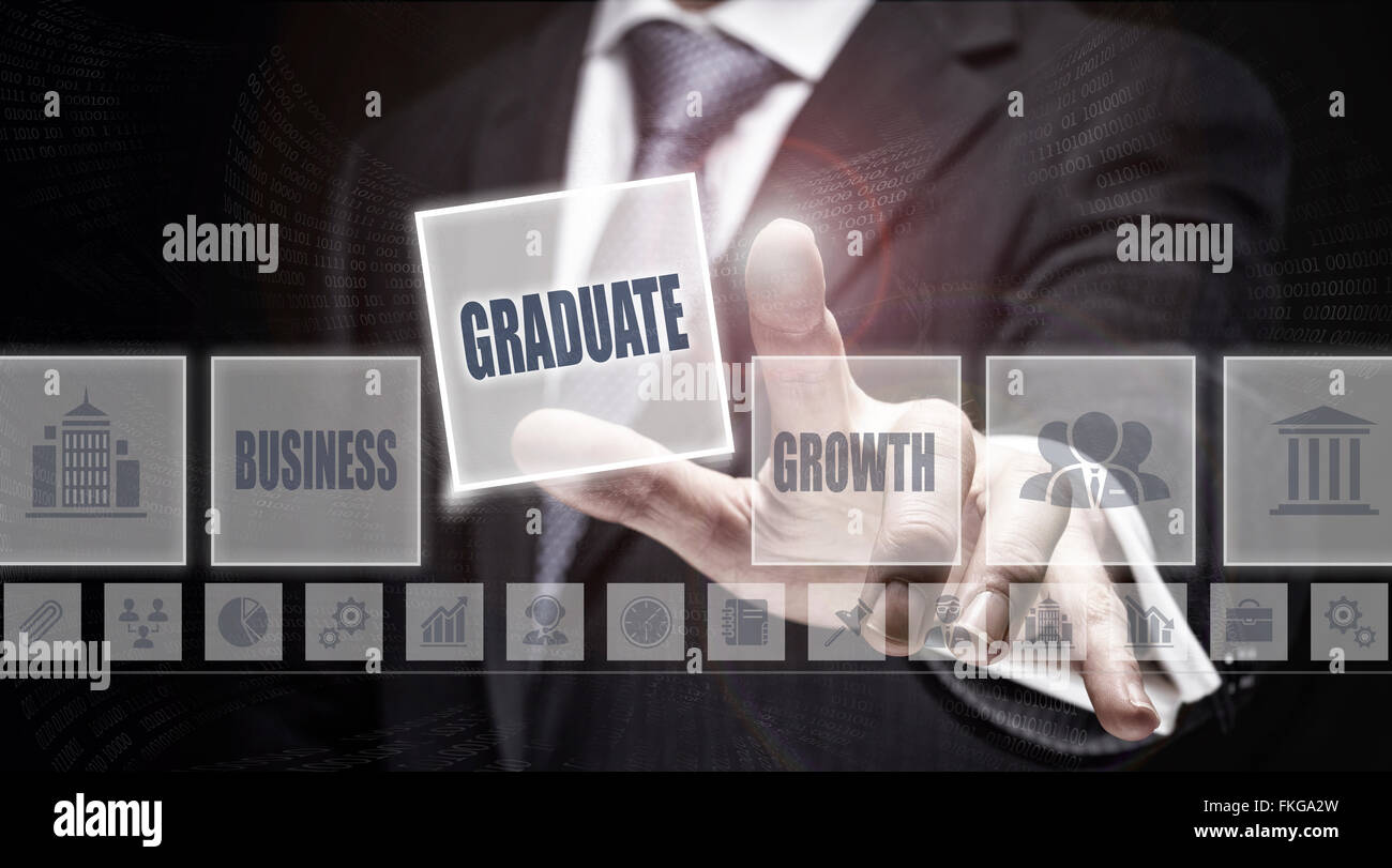 Graduation hand pressing button hi-res stock photography and images - Alamy