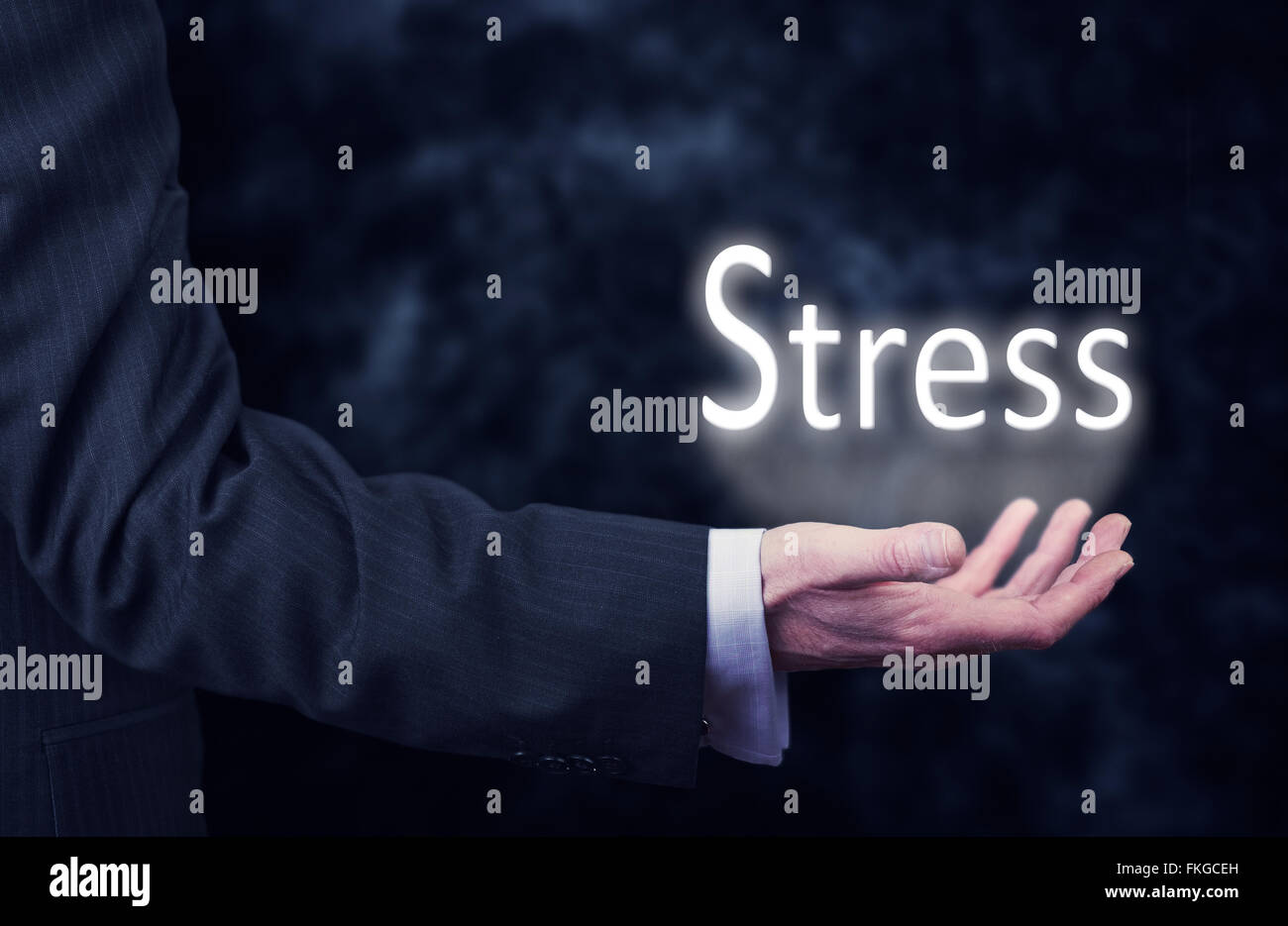Businessman pressing a Stress concept button Stock Photo - Alamy