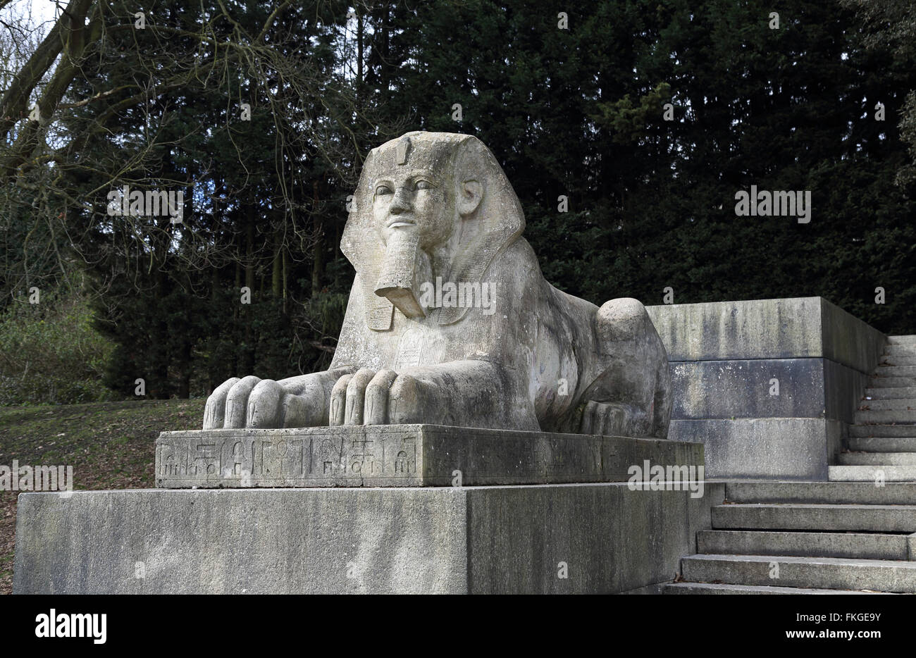 A stone sphinx at Crystal Palace Park, south London. One of the few ...