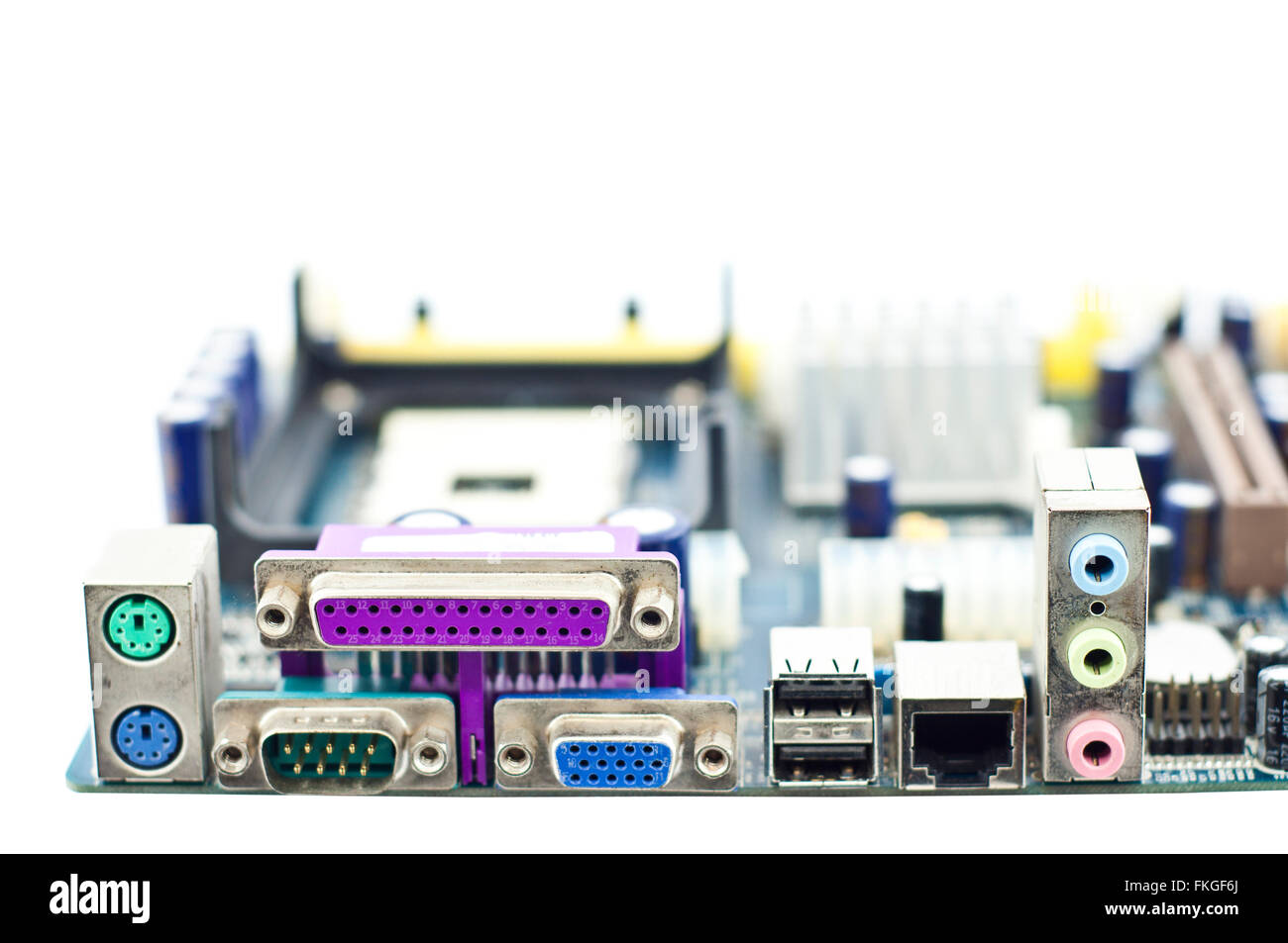 Old mainboard computer isolated on white background Stock Photo - Alamy