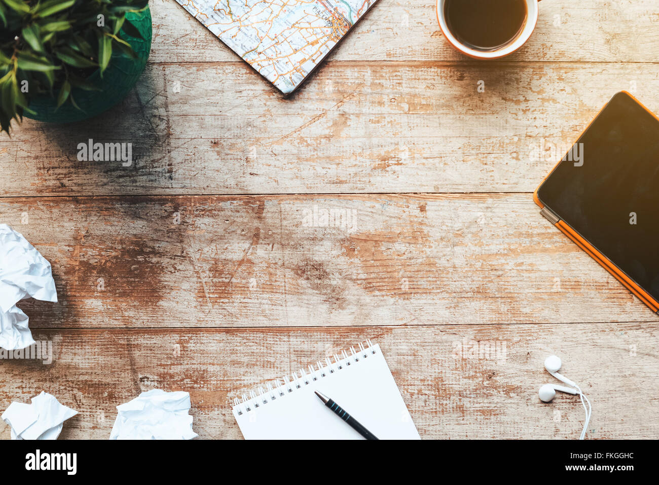 Top view photo of business objects Stock Photo - Alamy