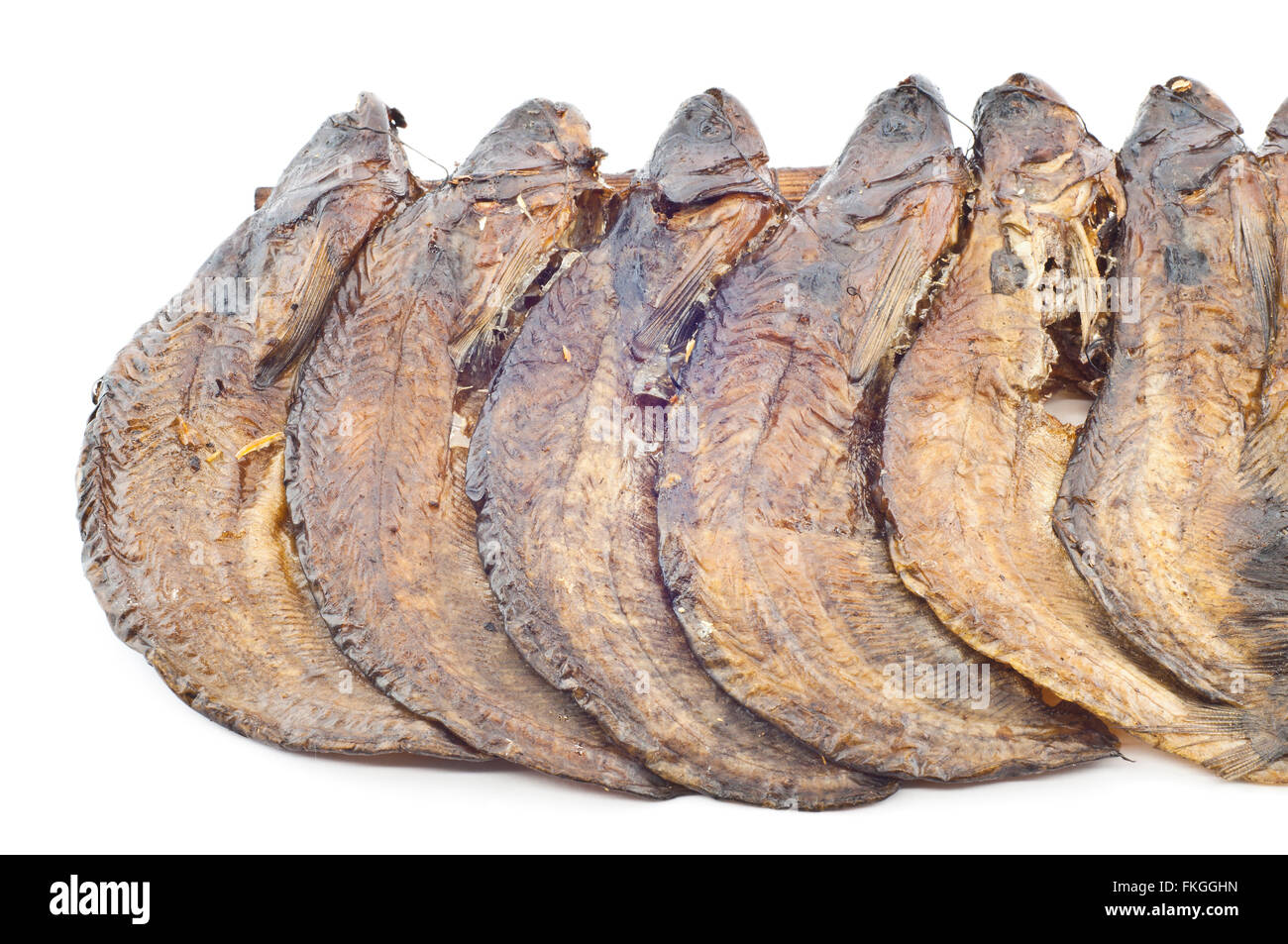 Dried - grilled Sheatfishes, Thai style food preservation isolated on ...
