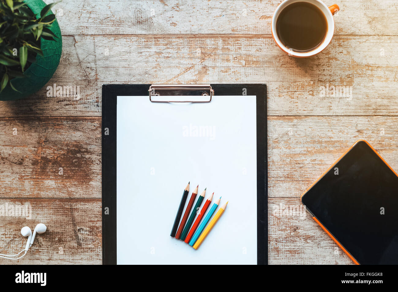 Top view photo of business objects Stock Photo - Alamy
