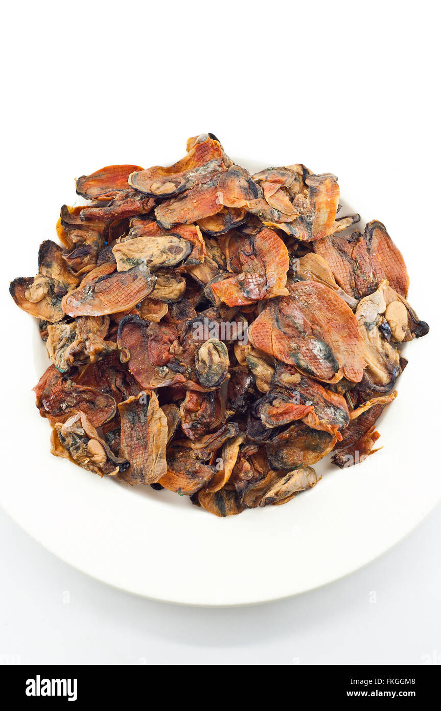 Dried Green Mussel, Thai style food preservation isolated on white ...