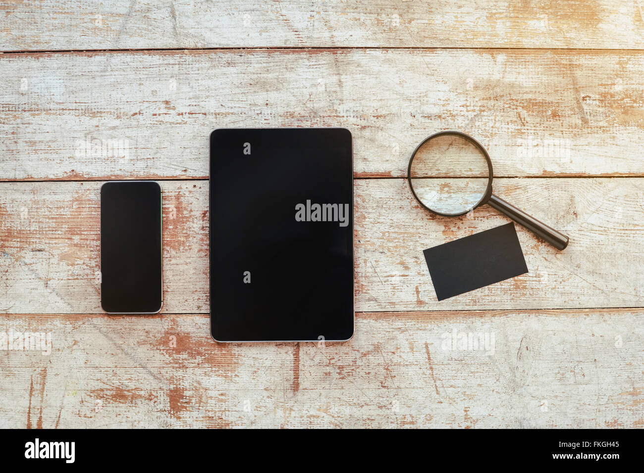 Top view photo of business objects Stock Photo - Alamy