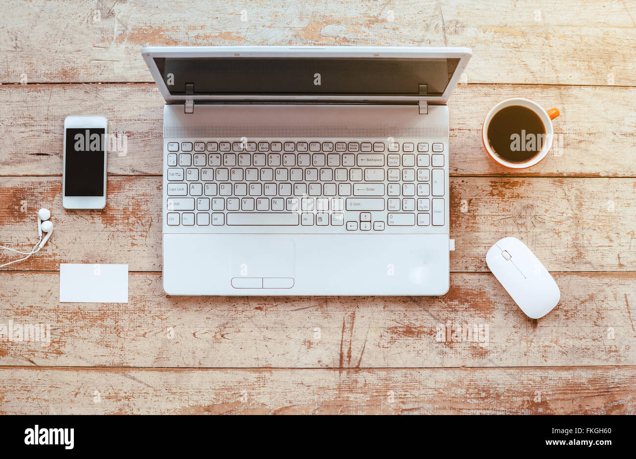 Top view photo of business objects Stock Photo - Alamy