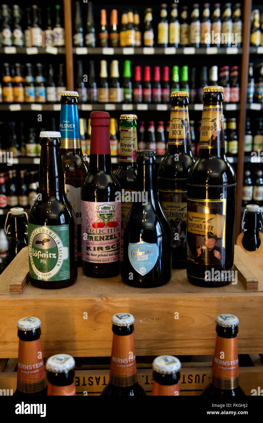 Regional beer types labelled with the inscription 'Sachsen' (Saxony ...