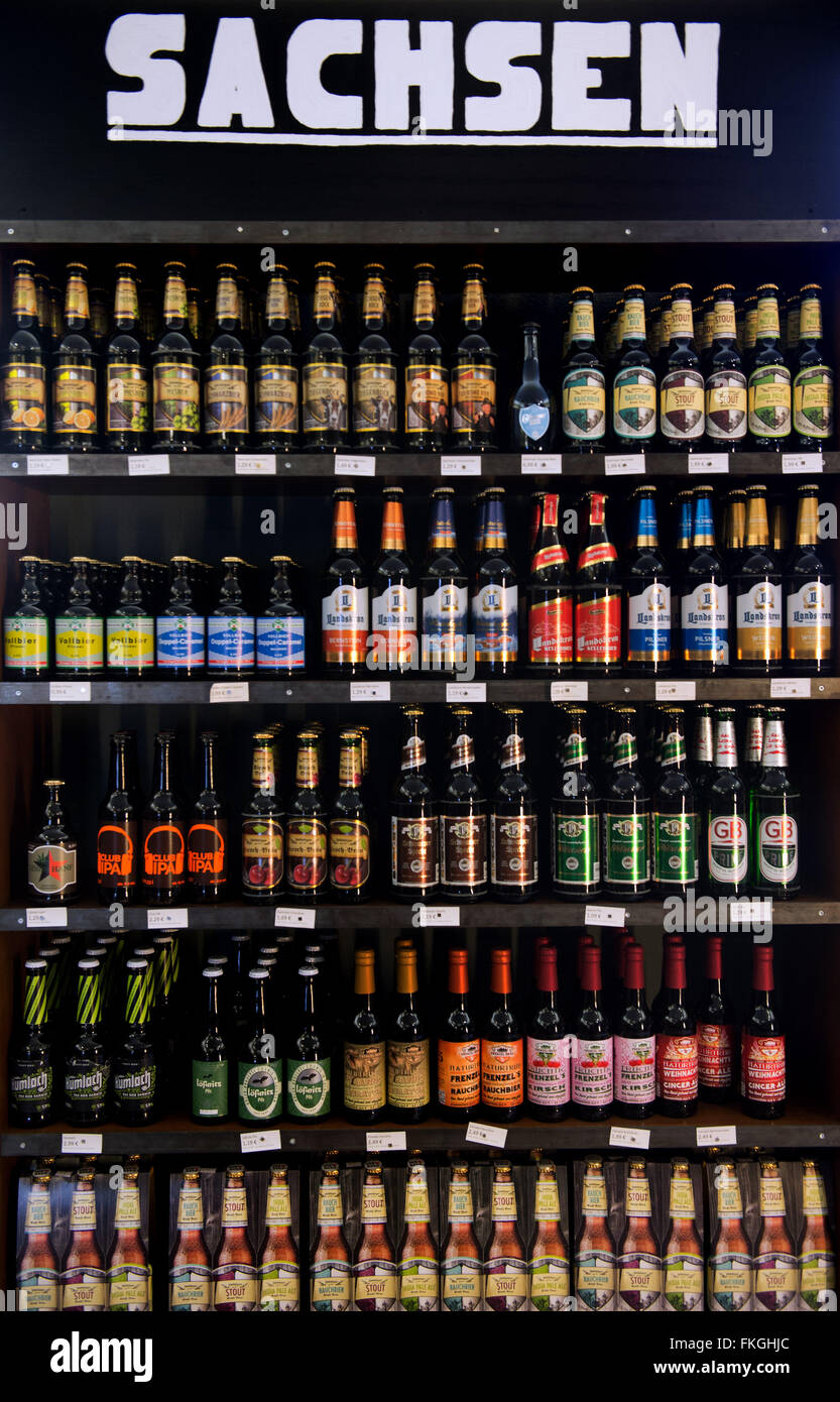 Regional beer types labelled with the inscription 'Sachsen' (Saxony ...
