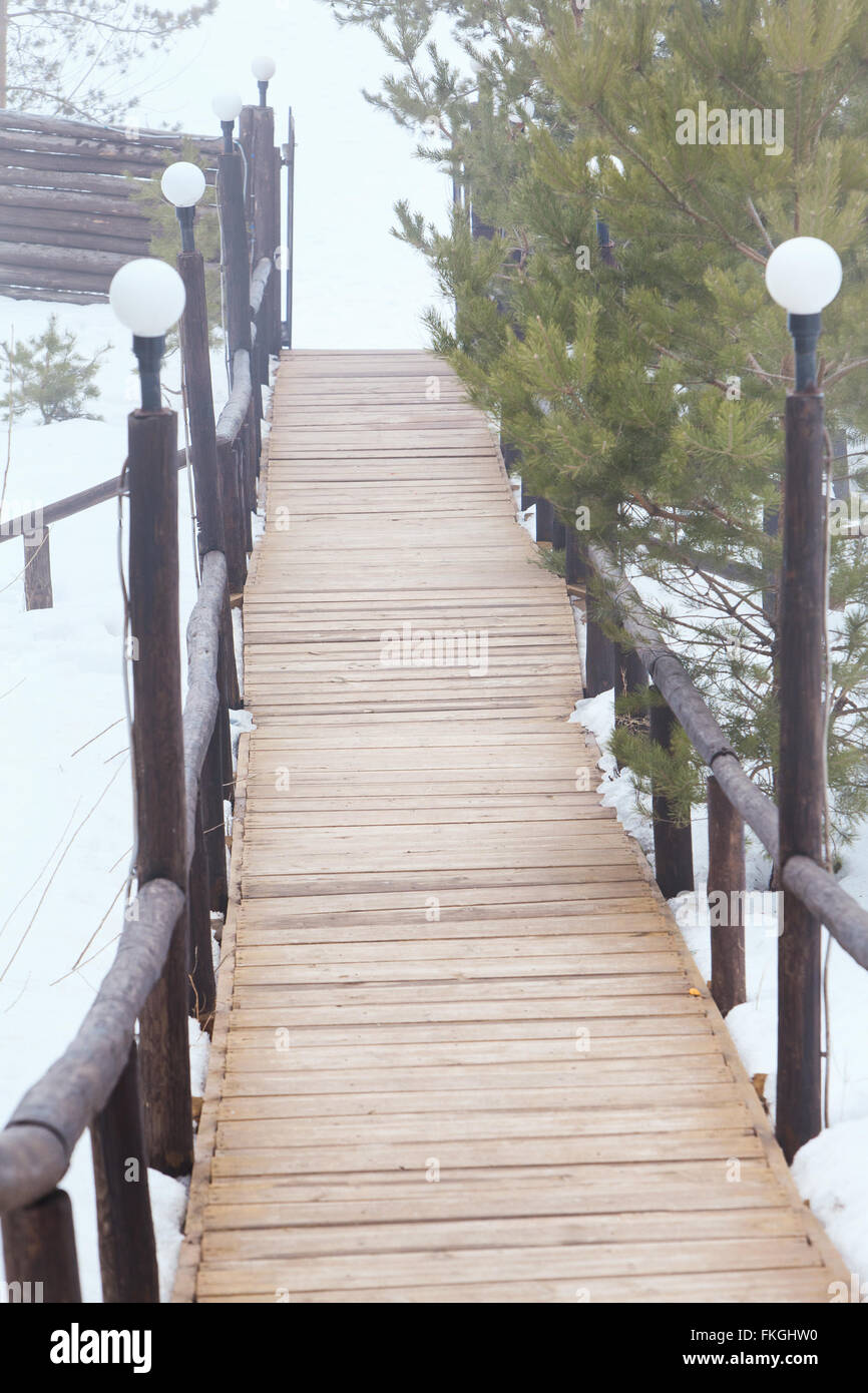 The track is made of wood in the forest Stock Photo - Alamy