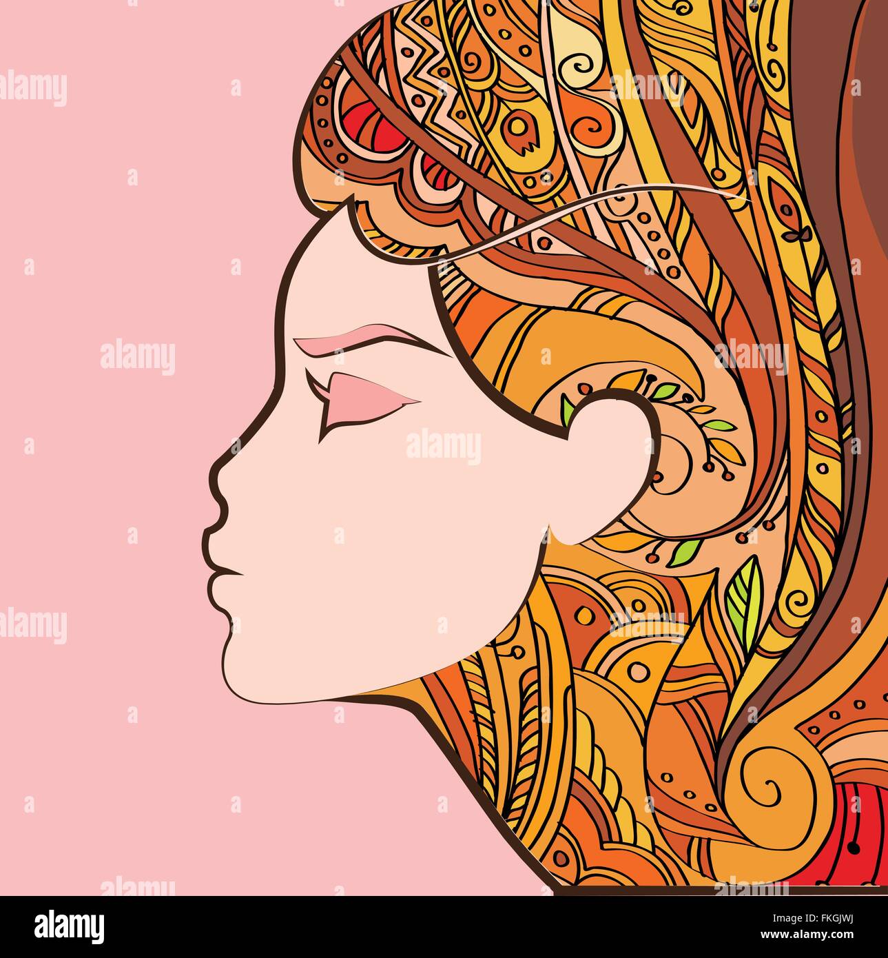 vector template female profile Stock Vector Image & Art - Alamy