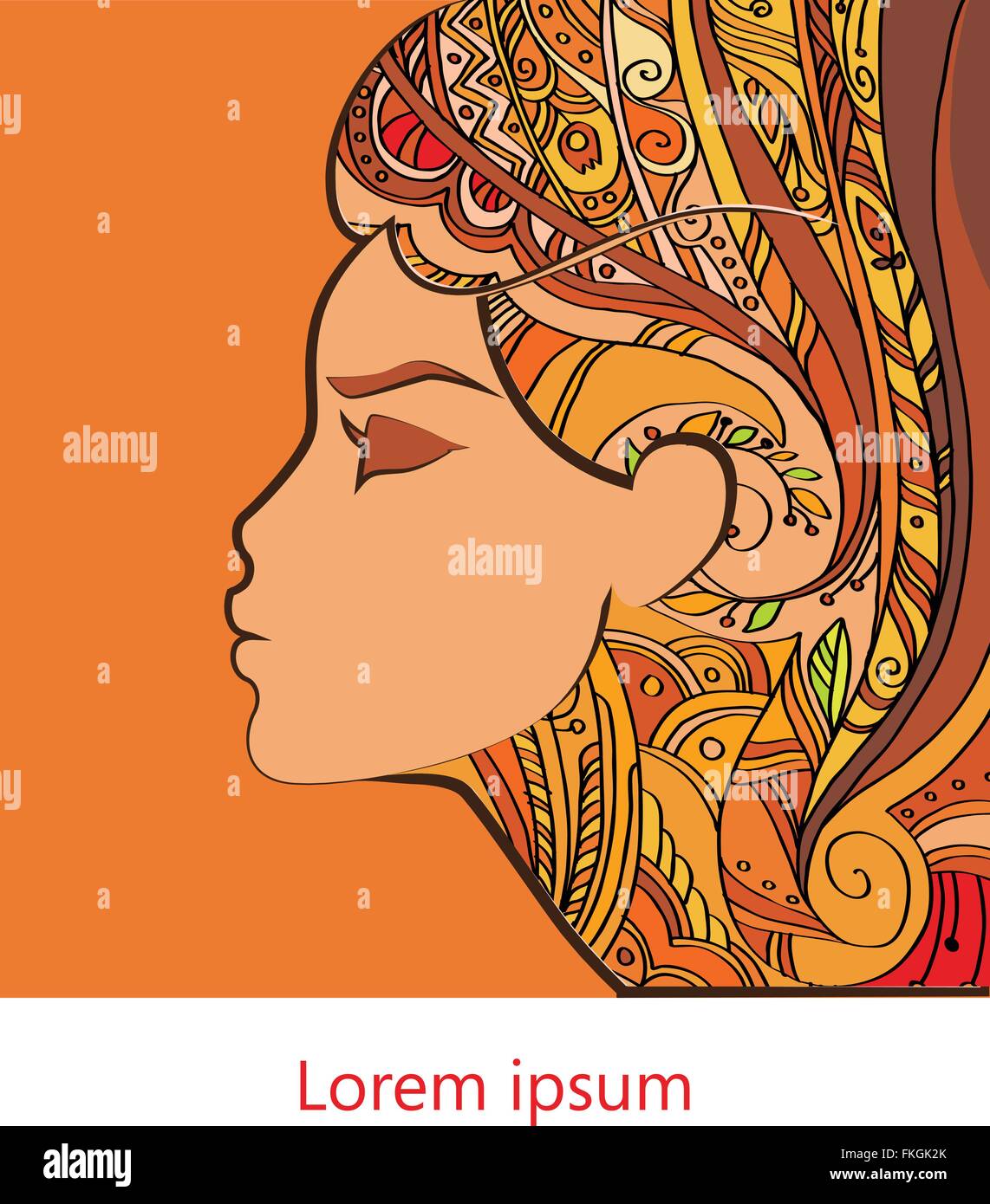 female profile with tribal patterns in hair Stock Vector Image & Art ...