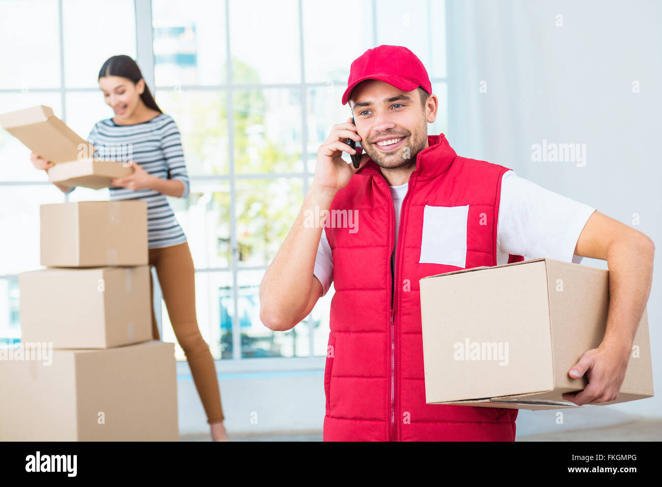 Nice concept for delivery service Stock Photo - Alamy