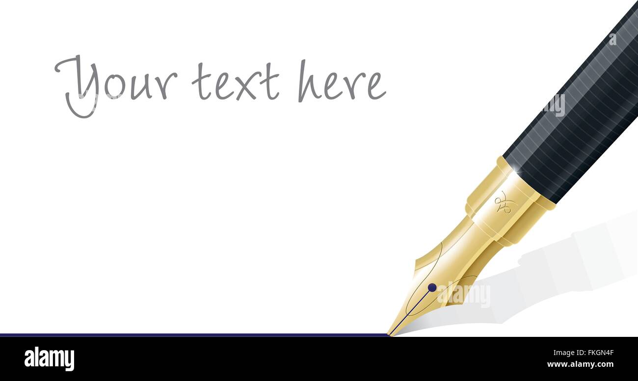 Close up of fountain pen drawing straight line. Space for text Stock ...