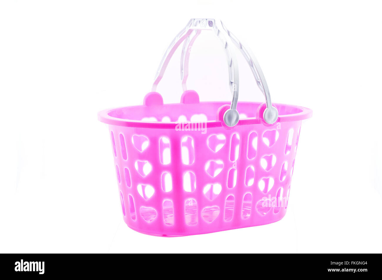 Pink plastic basket isolated on white background Stock Photo - Alamy