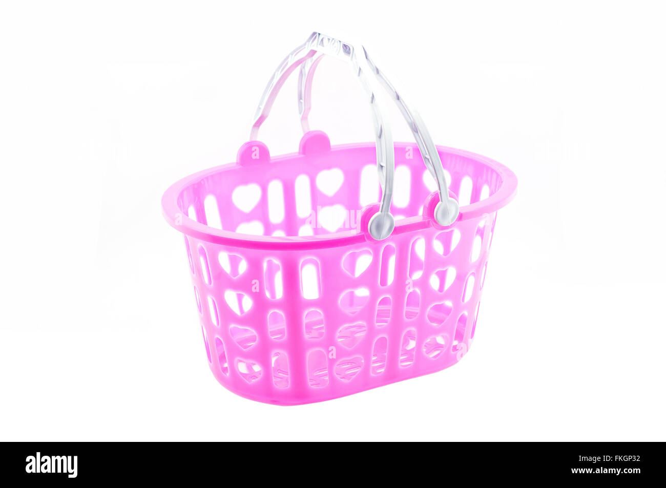 Pink plastic basket isolated on white background Stock Photo - Alamy