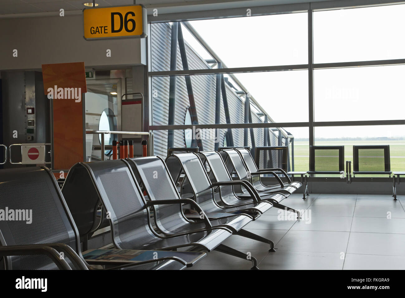 View of an empty gate at the airport interior. Horizontally Stock Photo ...