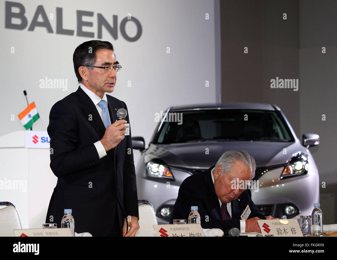 Tokyo, Japan. 9th Mar, 2016. Japanese automaker Suzuki Motor president ...