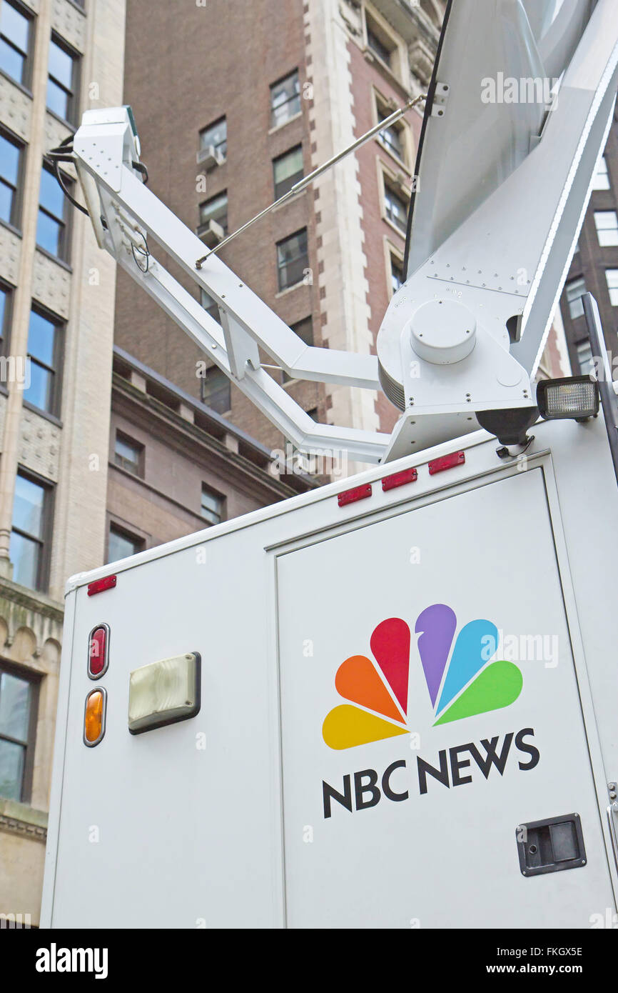 NBC News Television transmission truck is standing at New York City ...