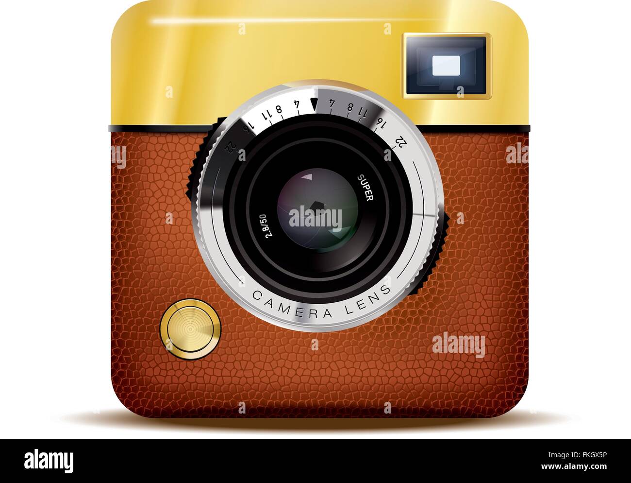 Detailed Icon of Brown leather covered Retro Viewfinder Camera isolated ...