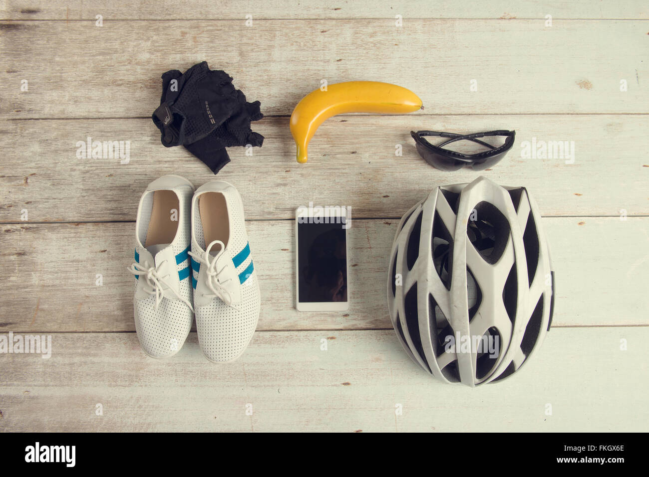 cyclist pack concept photo in vintage retro tone Stock Photo - Alamy