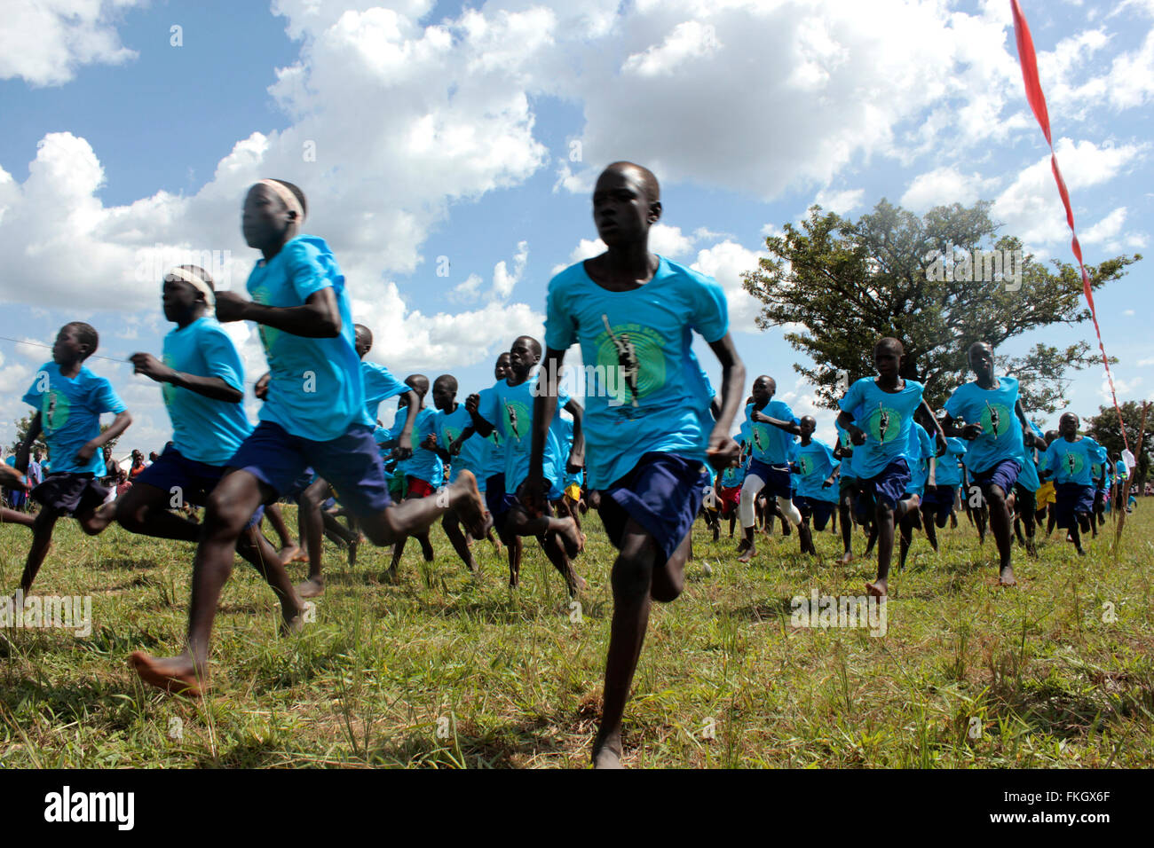Children take part in a community race in rural Uganda Stock Photo - Alamy